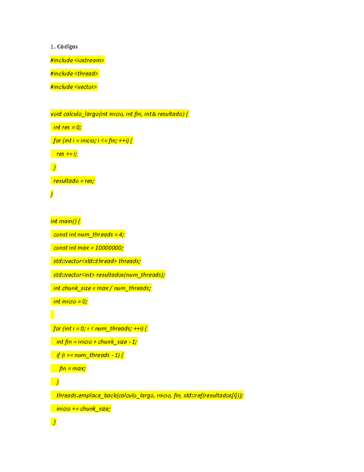 Codigos - curso - Códigos #include #include #include void calculo_largo(int inicio, int fin ...