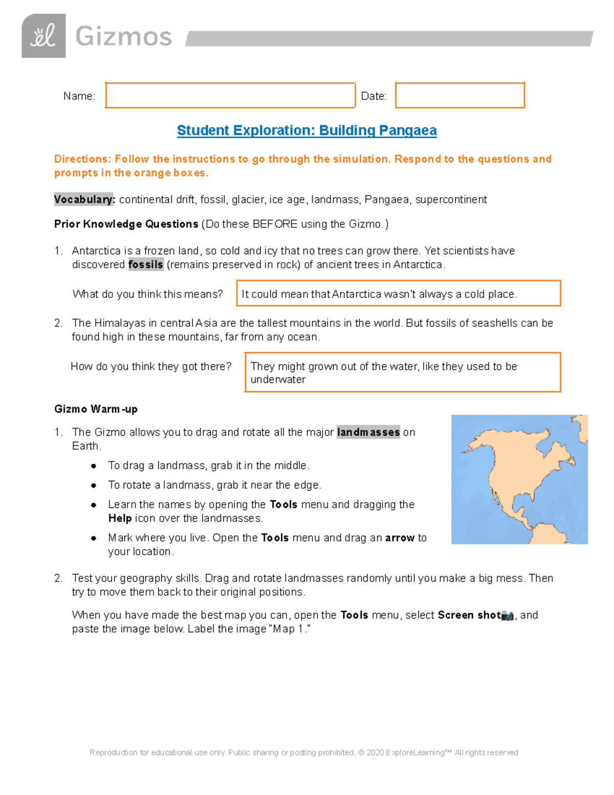 Pangaea Puzzle Answer Key