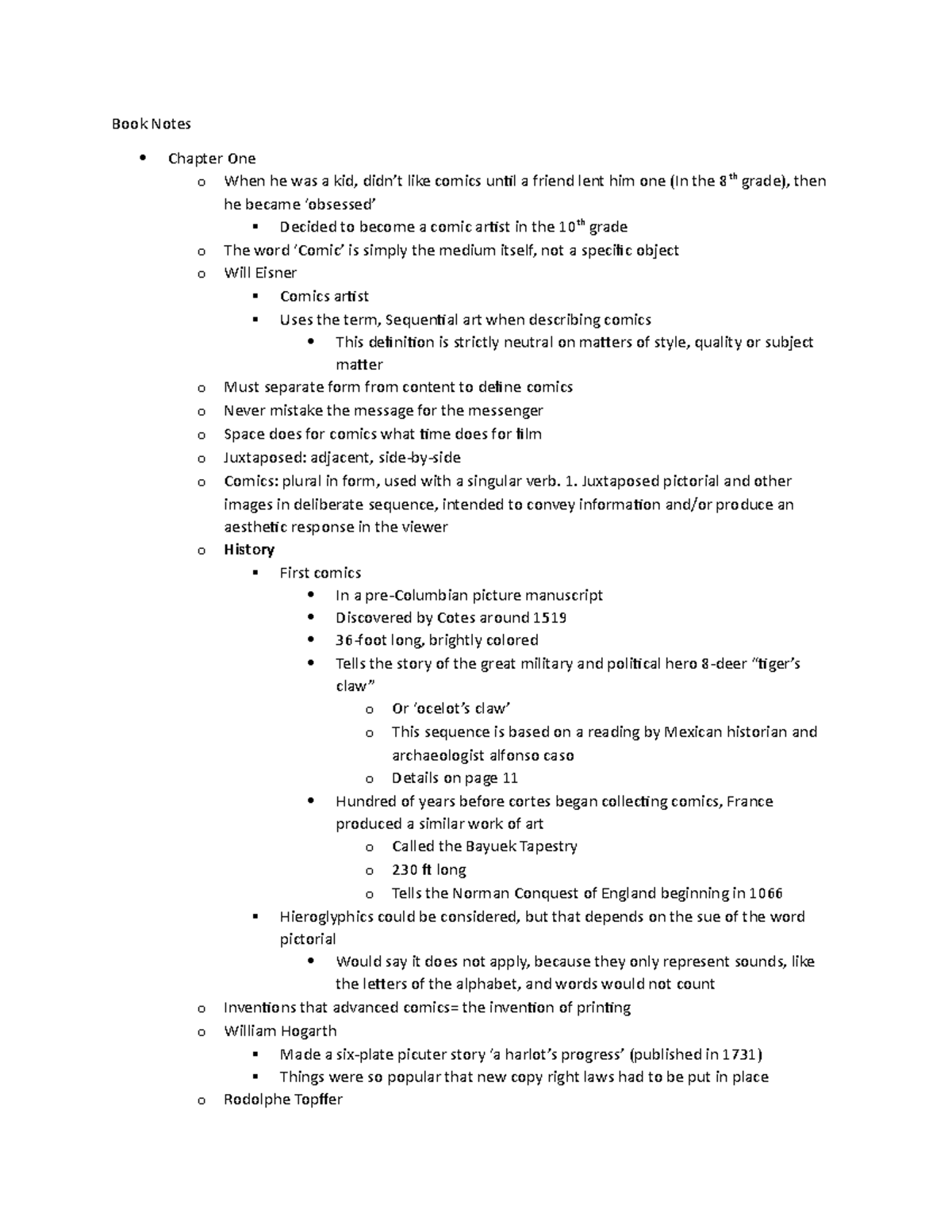 Notes from Understanding Comic - Book Notes Chapter One o When he was a ...