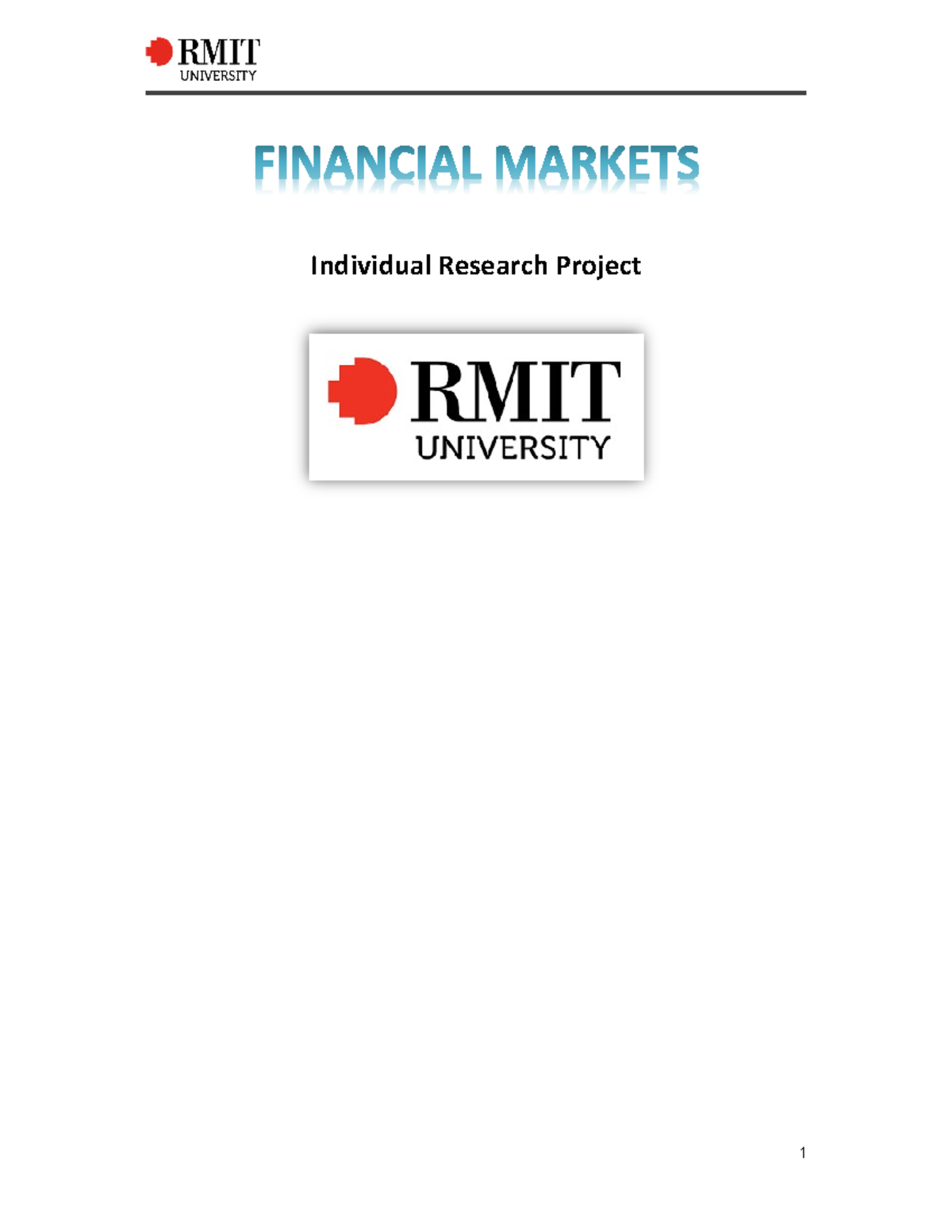 RMIT University Financial Markets and Institutions Research Paper ...