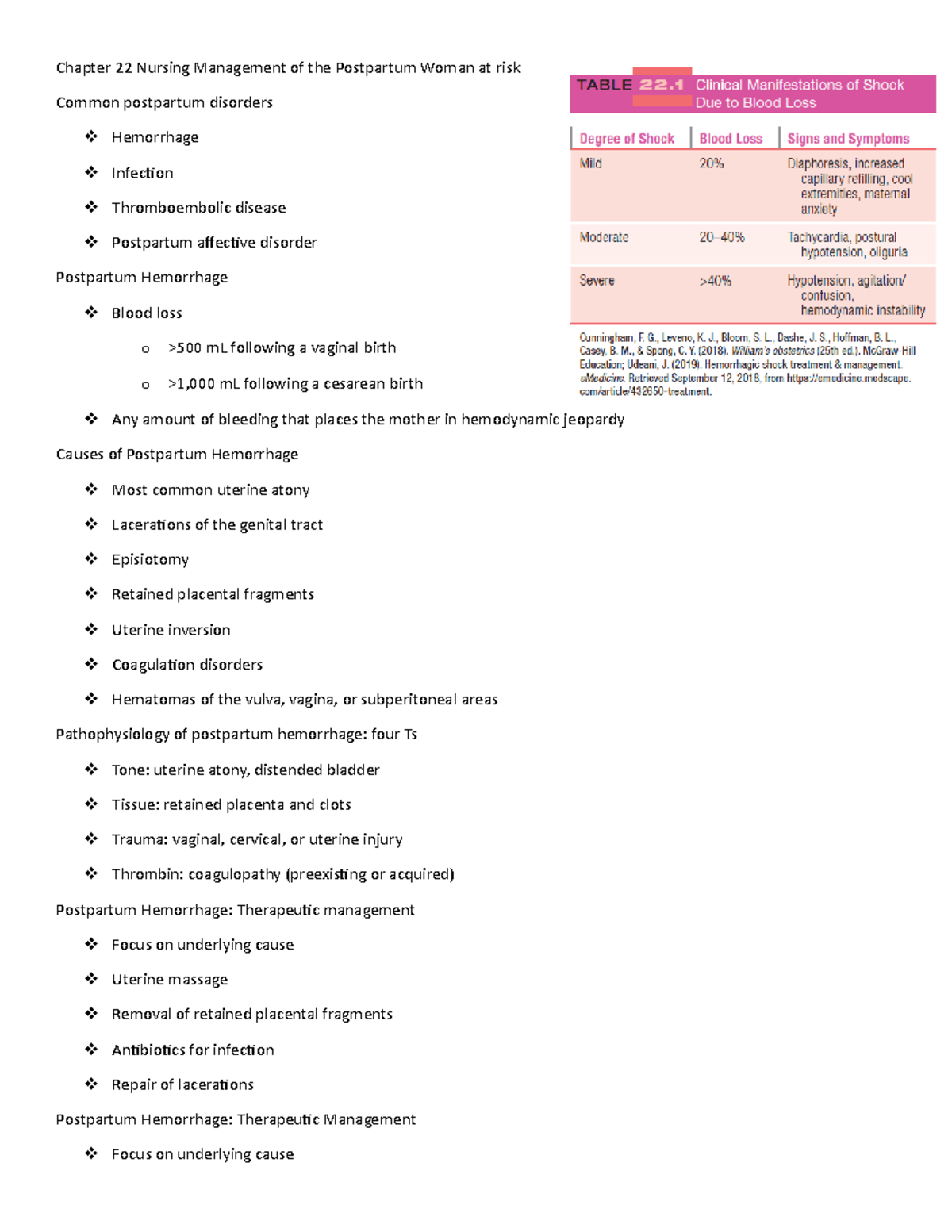 Exam 4 Chapter 22 Nursing Management of the Postpartum Woman at risk OB ...