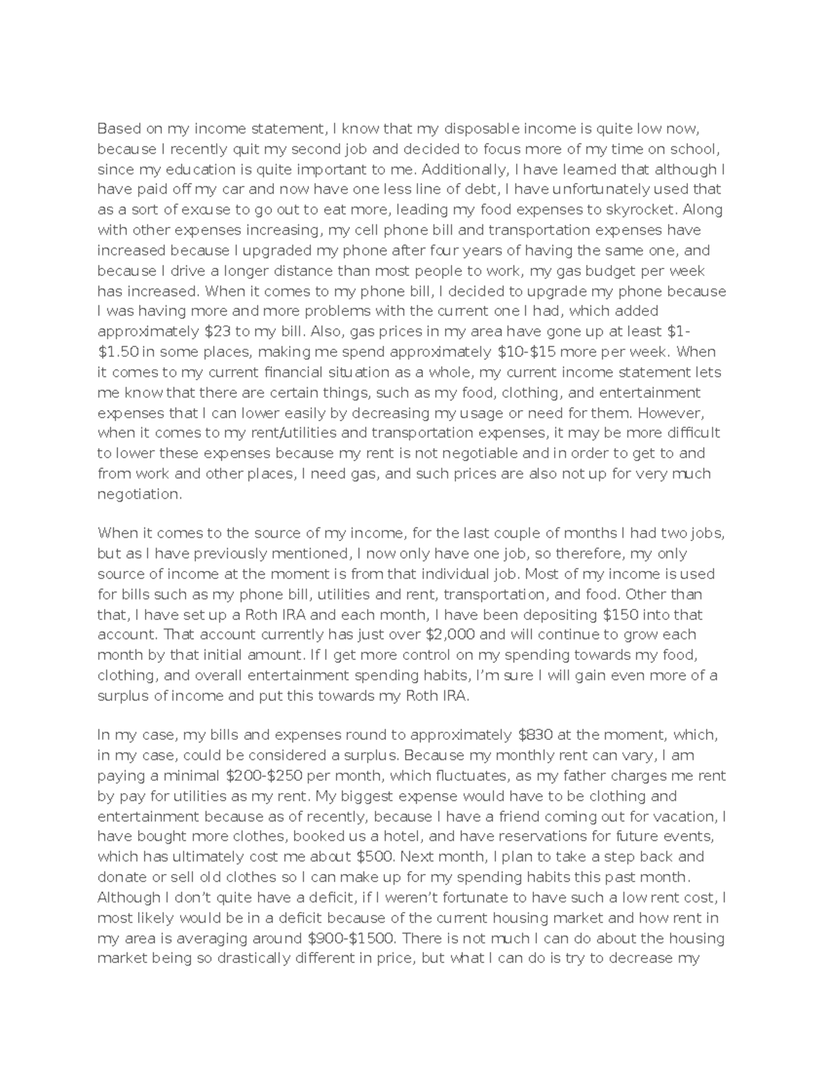 Learning Journal Unit 3 - Based on my income statement, I know that my ...