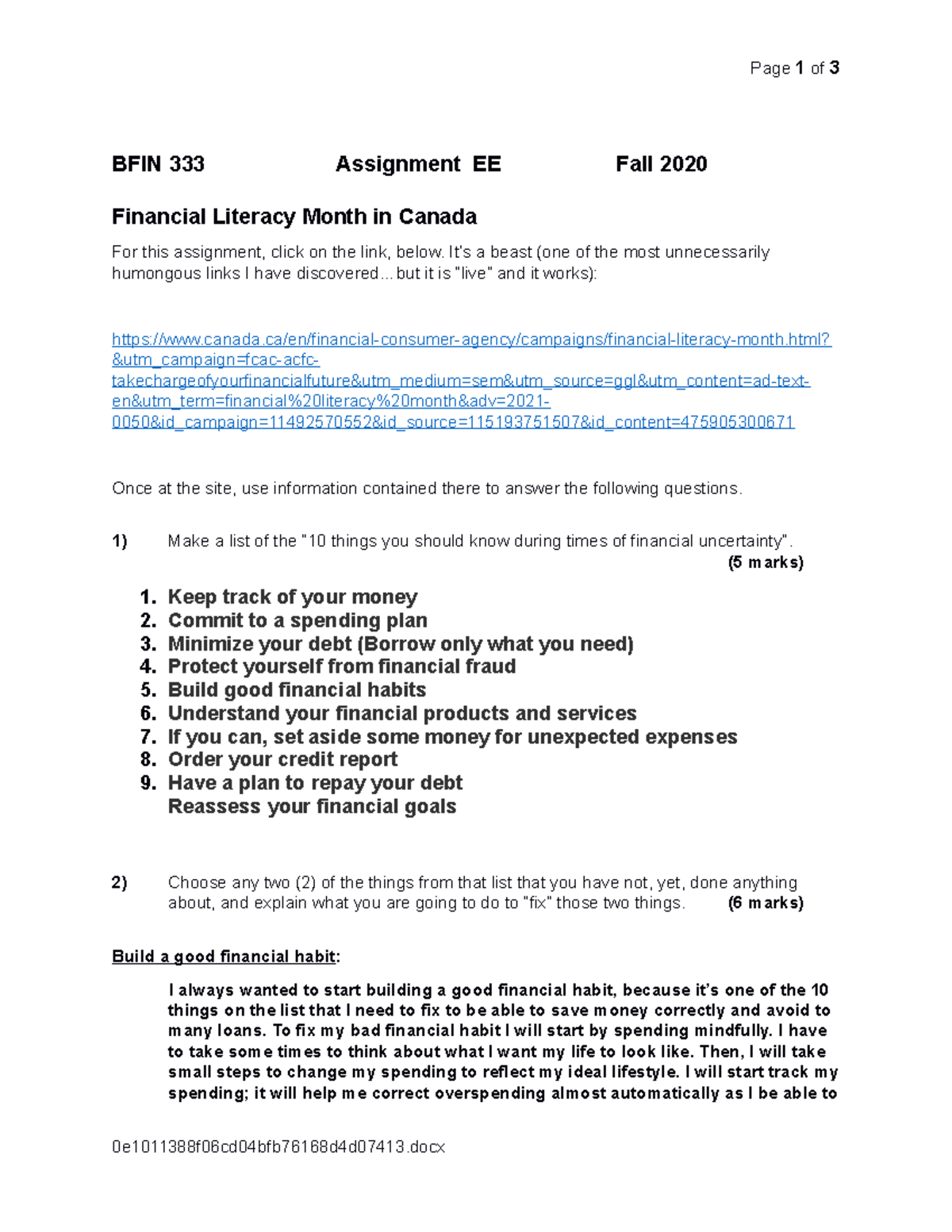 BFIN+333 Assignment Literacy month 2020 - Page 1 of 3 BFIN 333 ...