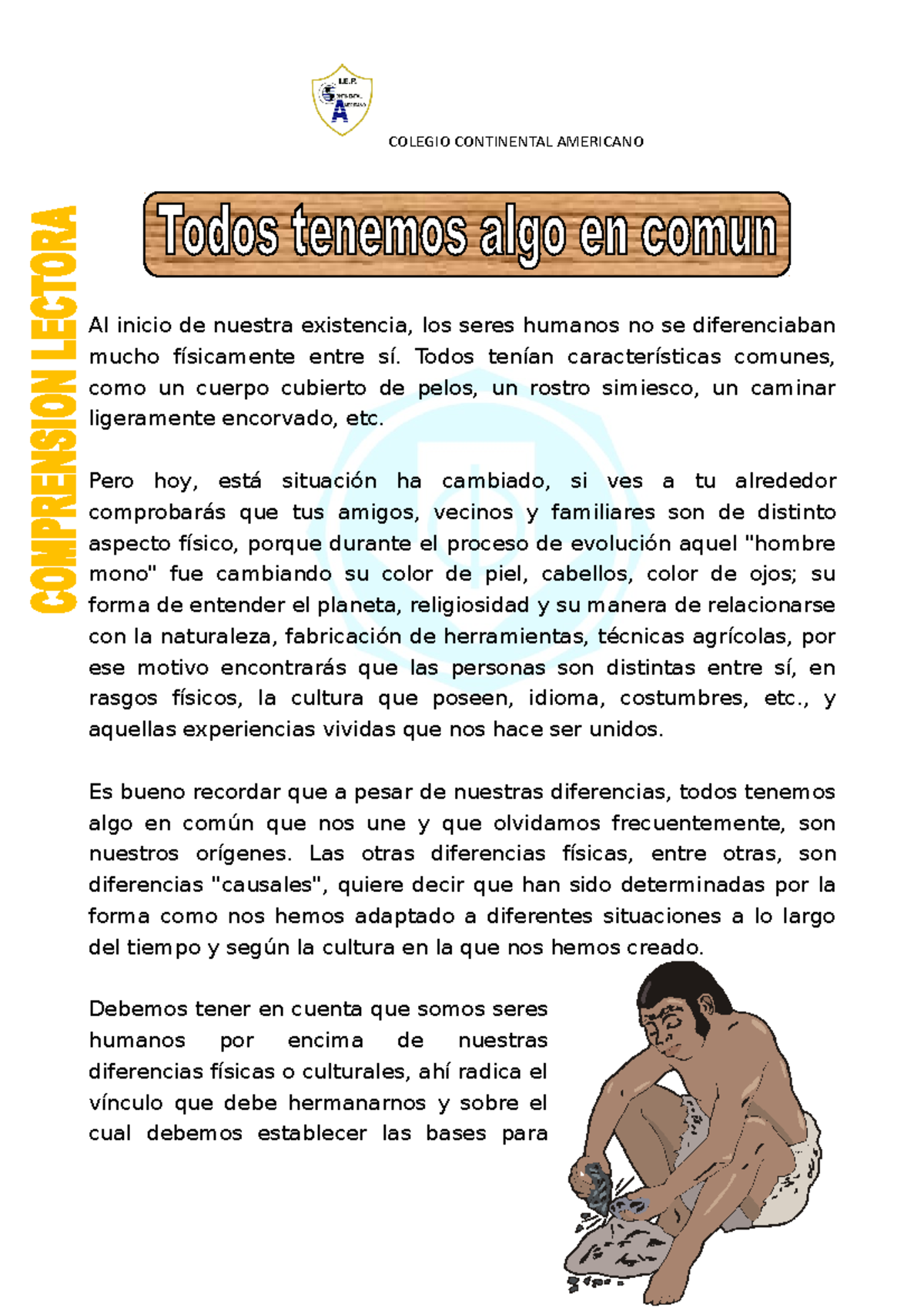 Todos tenemos algo en comun para Sexto de Primaria - COLEGIO ...