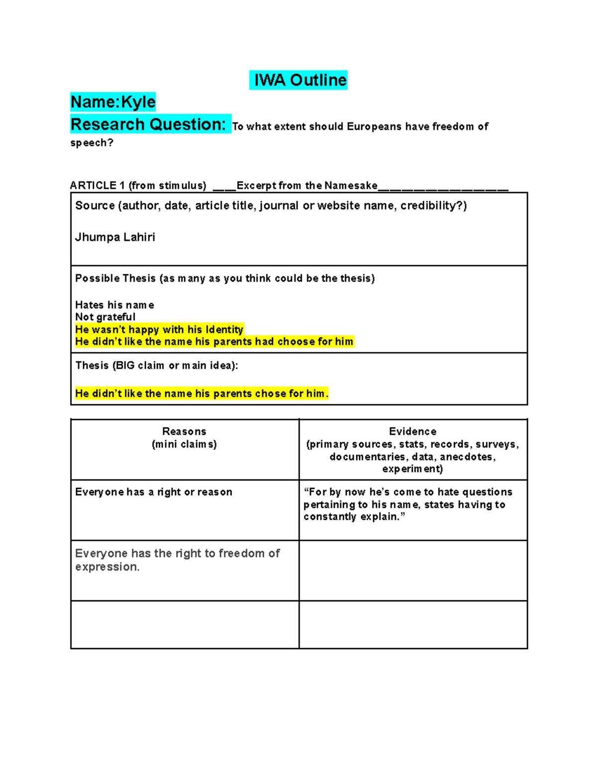 Kyle IAW organizer - IWA Outline Name:Kyle Research Question: To what ...