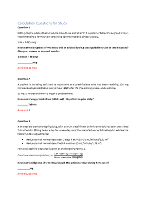 Equations for Pharmacokinetics - PHARMACOKINETIC SYMBOLS AND EQUATIONS ...