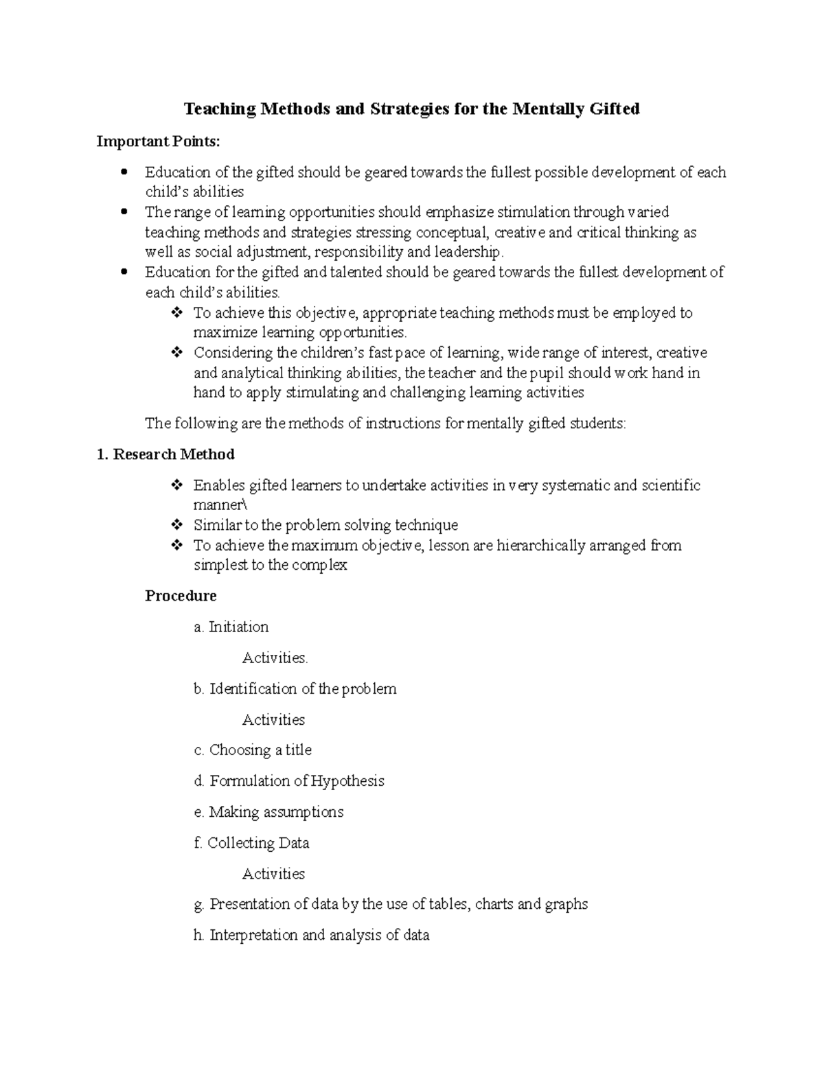 Teaching Methods and Strategies for the Mentally Gifted - Education for ...