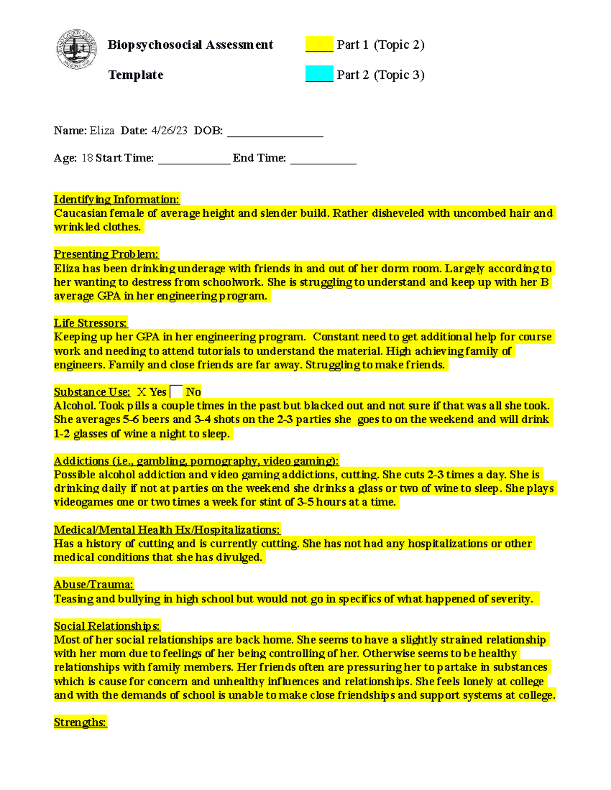 CNL 610 RS T2 T3Biopsychosocial - Template ____ Part 2 (Topic 3) Name ...