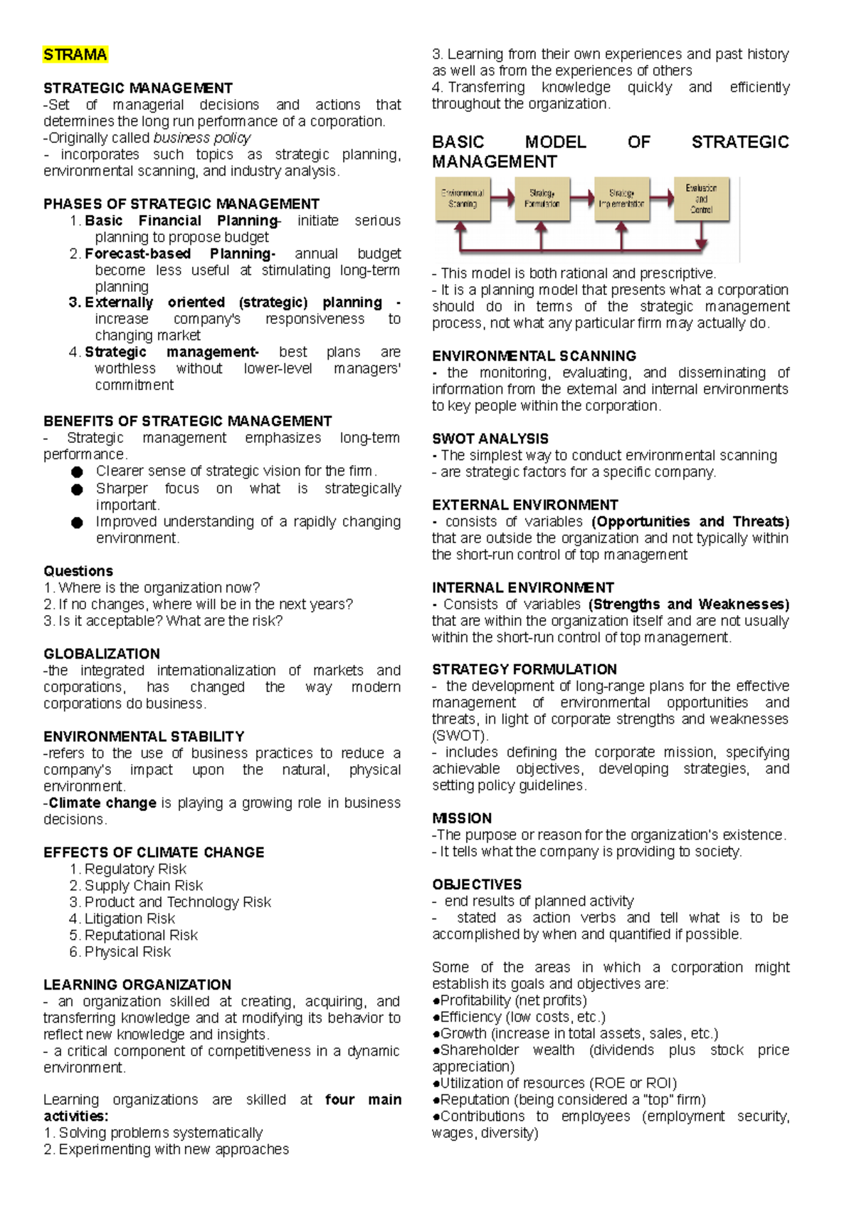 Strama - STRAMA STRATEGIC MANAGEMENT -Set of managerial decisions and ...