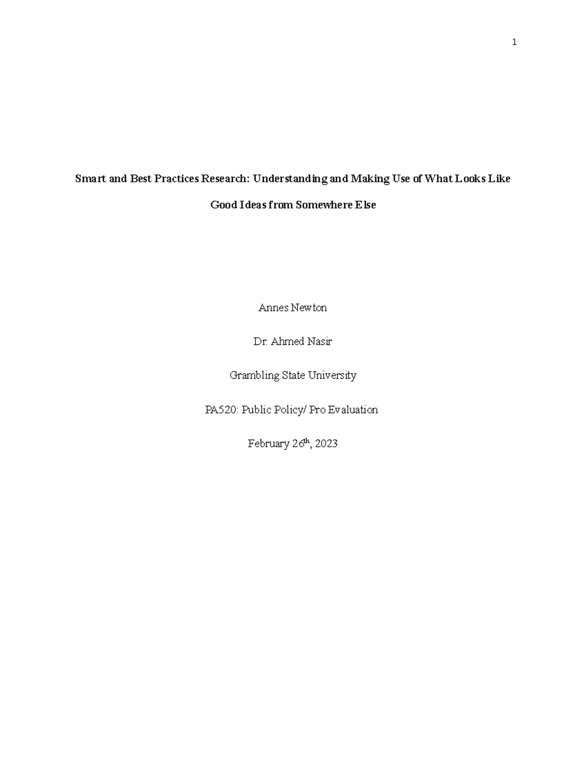 Short Paper 4 - n/a - Smart and Best Practices Research: Understanding ...