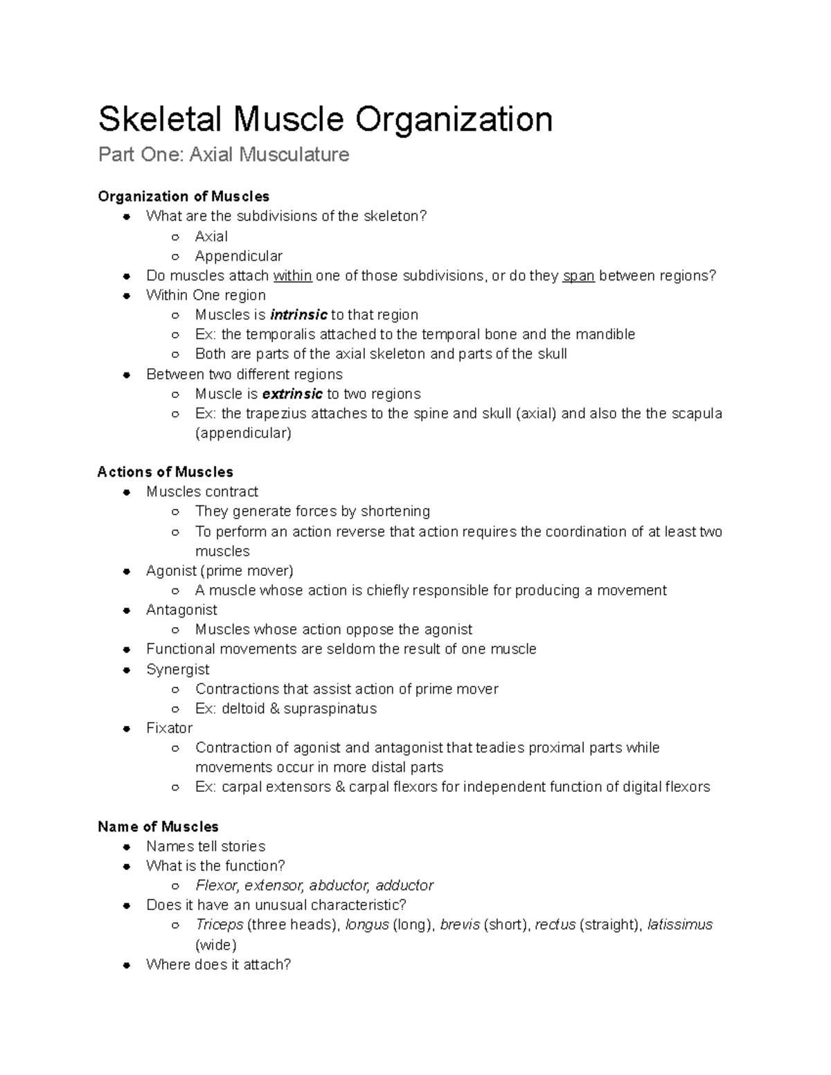 W6 Skeletal Muscle Organization - Skeletal Muscle Organization Part One ...