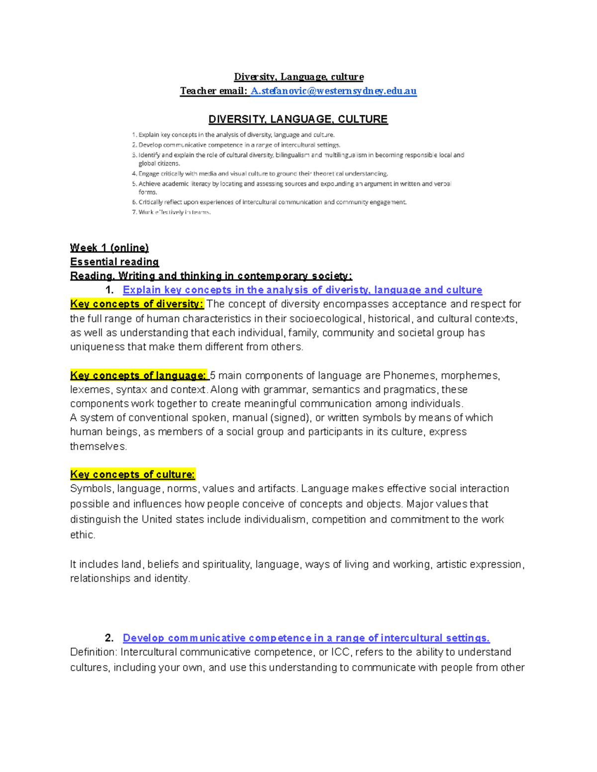 Diversity, Language, culture - Diversity, Language, culture Teacher ...