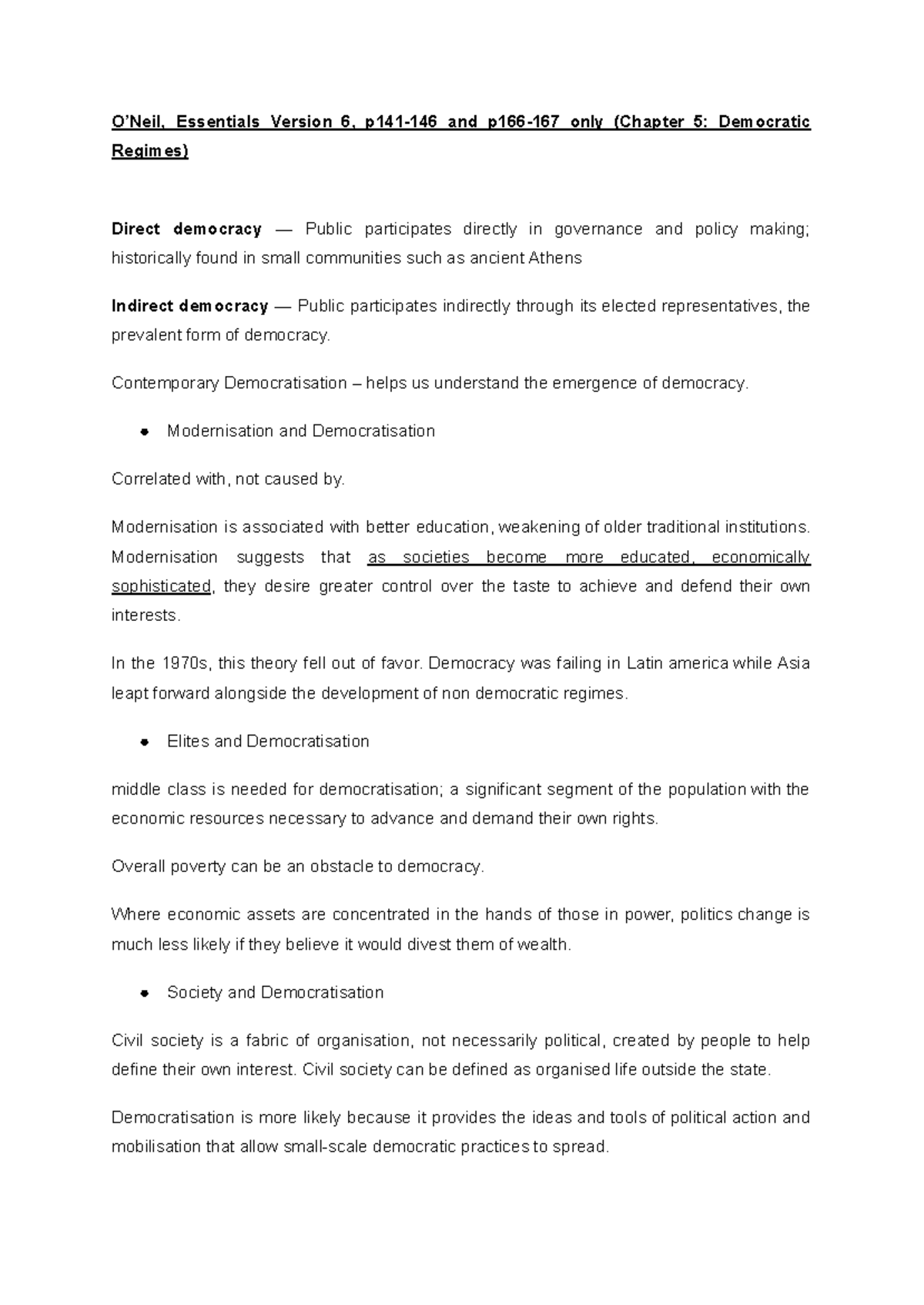 Week 3 pol sci reading notes - O’Neil, Essentials Version 6, p141-146 ...