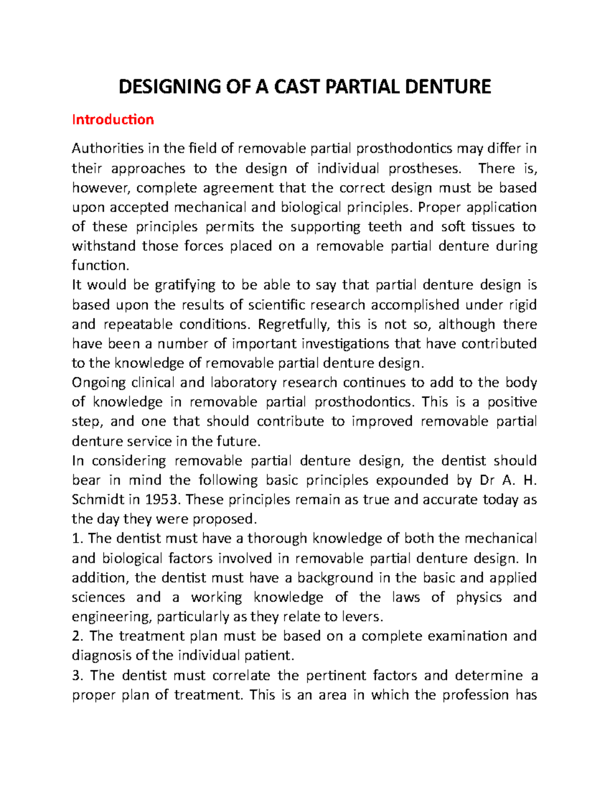 Designing OF A CAST Partial Denture - DESIGNING OF A CAST PARTIAL ...