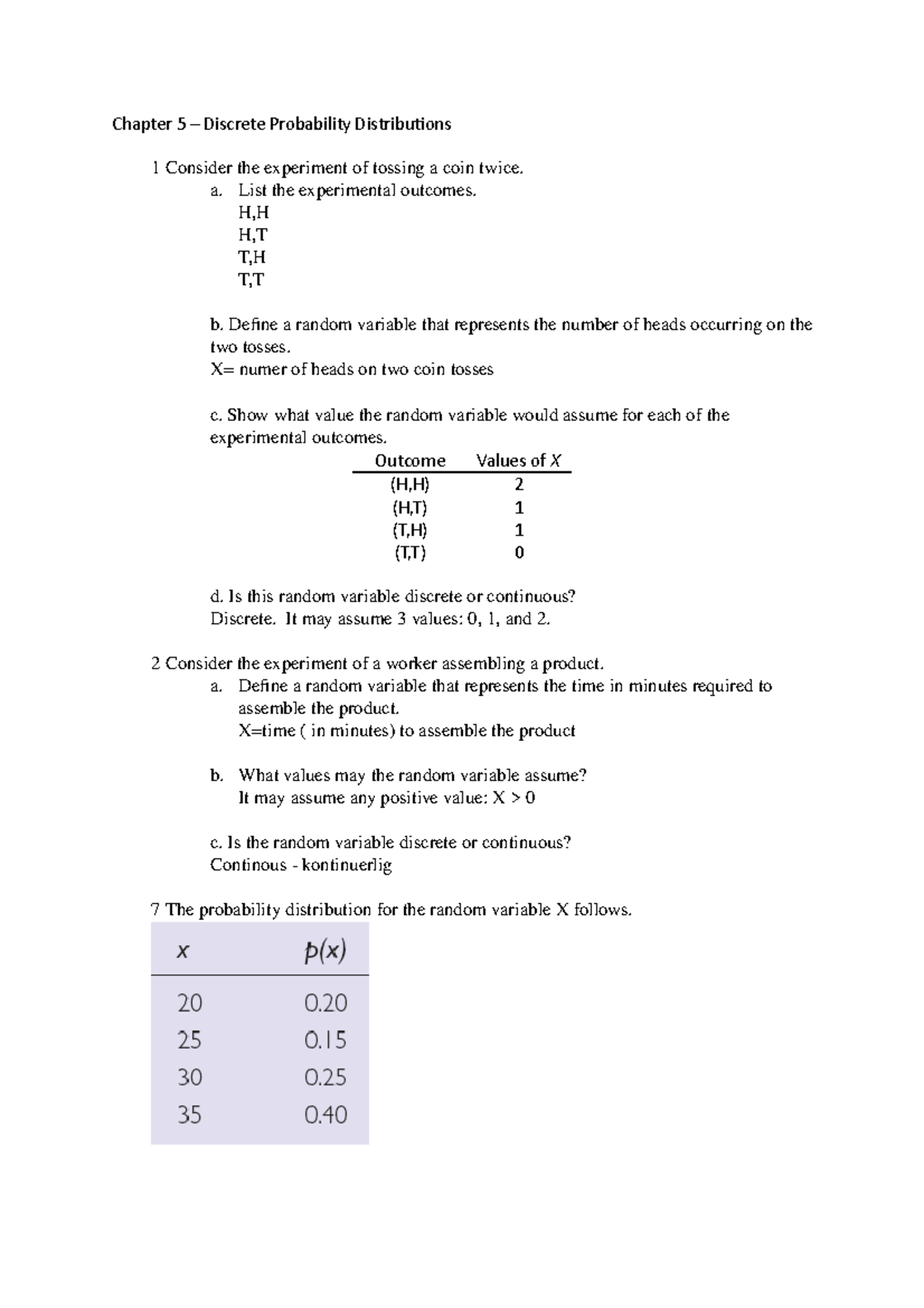 Chapter 5, statistik - Chapter 5 – Discrete Probability Distributions 1 ...