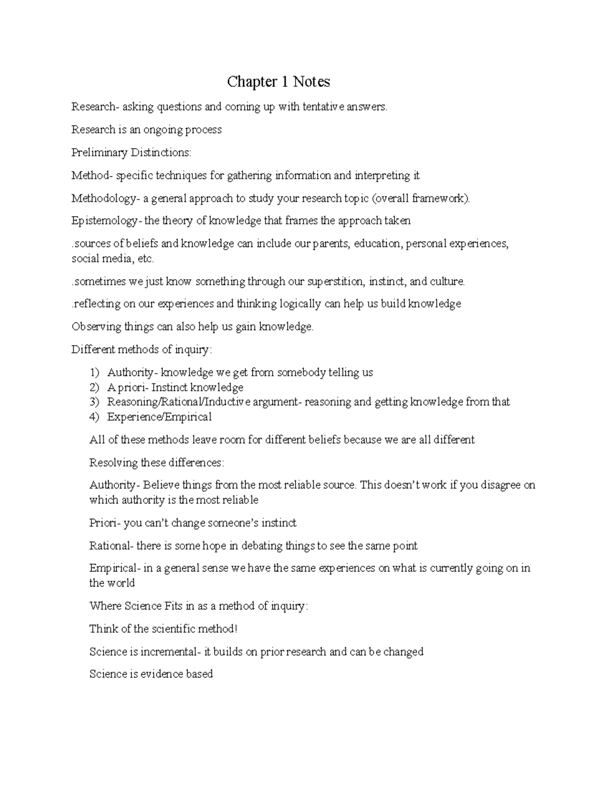 Ch1notes - Notes from Chapter 1 lecture - Chapter 1 Notes Research ...