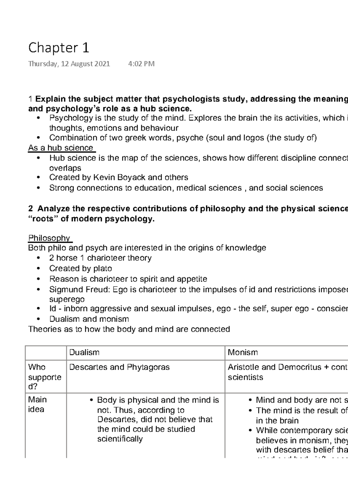 Chapter 1 PL1101E introduction to psychology - 1 Explain the subject ...