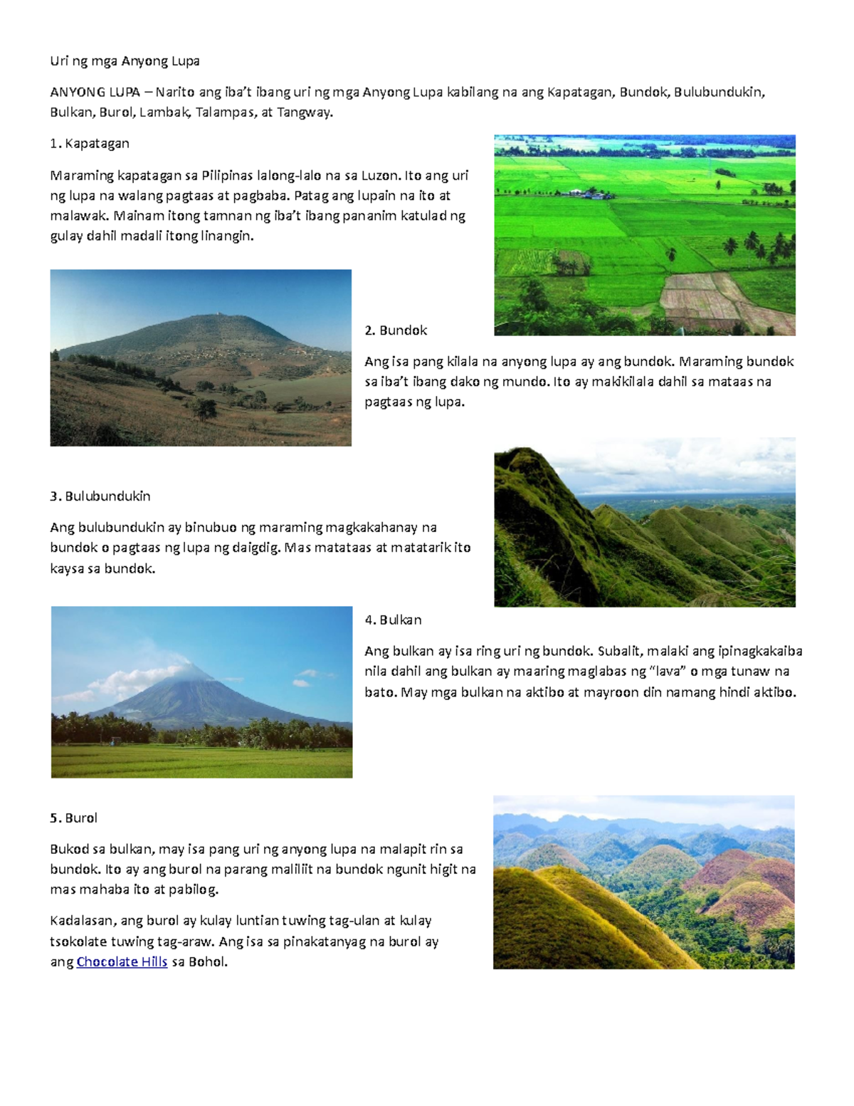 413947101 Uri Ng Mga Anyong Lupa - Uri ng mga Anyong Lupa ANYONG LUPA ...
