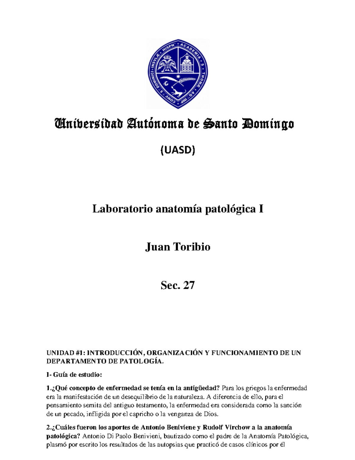 Unidades 1 Y 2 LAB Anatomia Patologica - (UASD) Laboratorio anatomía ...