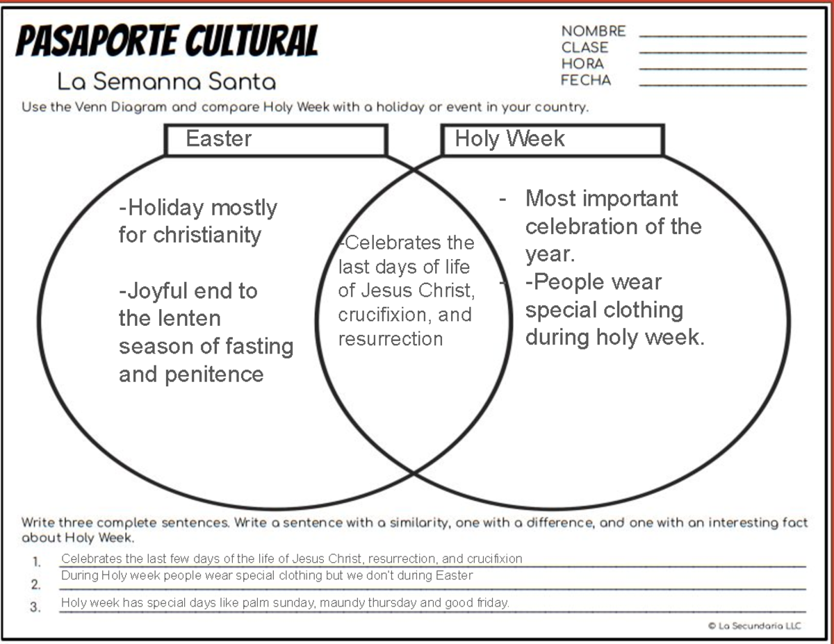 Copy of Pasaporte Cultural - Venn Diagram - Easter Holy Week -Holiday ...
