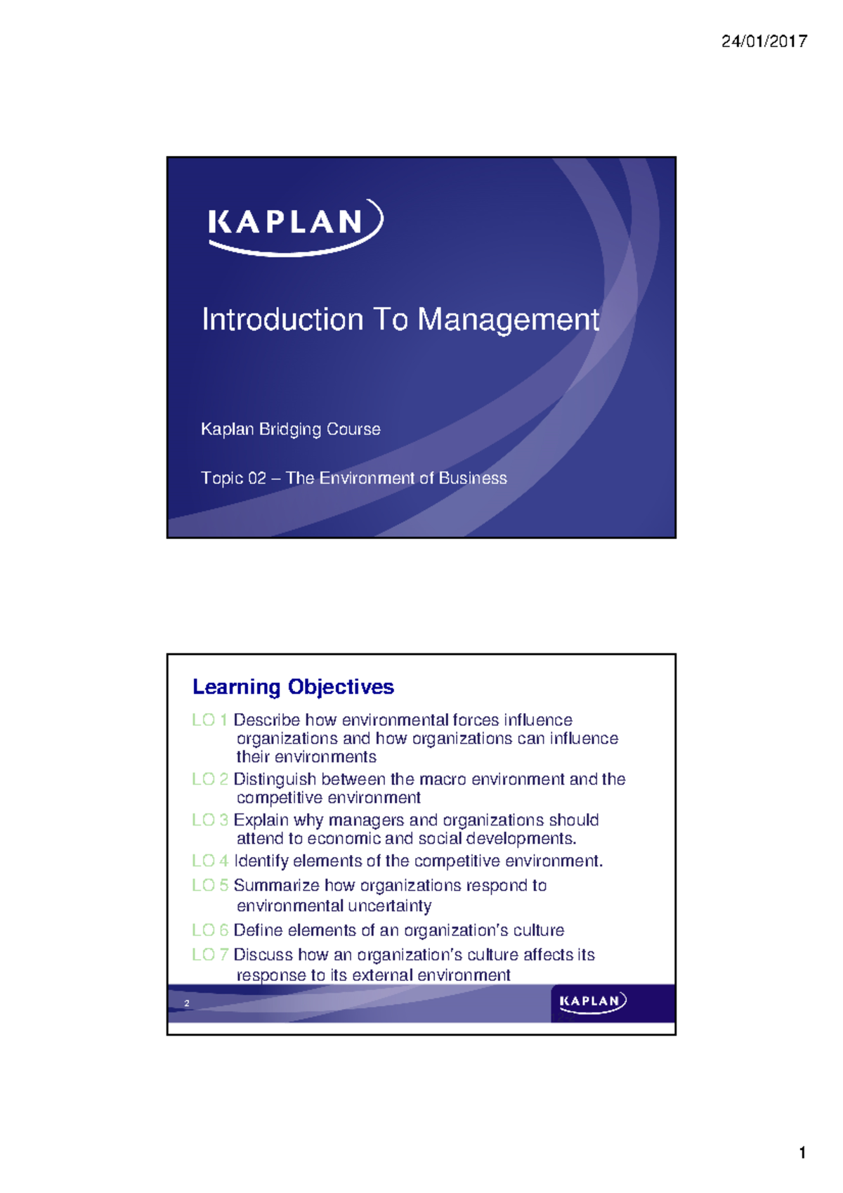 ITM Bridging Topic 02 - The Environment of Business - Introduction To ...