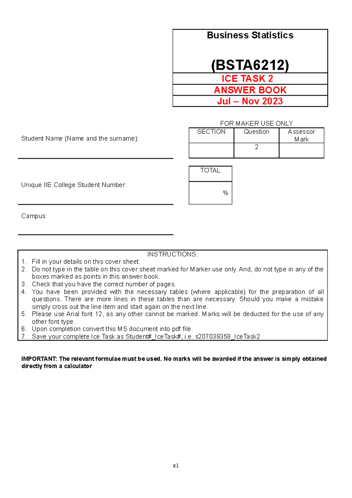 BSTA6212 ICE TASK 2 Final - Business Statistics (BSTA6212) ICE TASK 2 ...