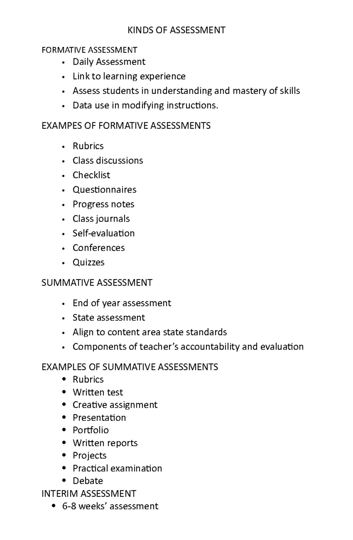Kinds OF Assessment - KINDS OF ASSESSMENT FORMATIVE ASSESSMENT Daily ...