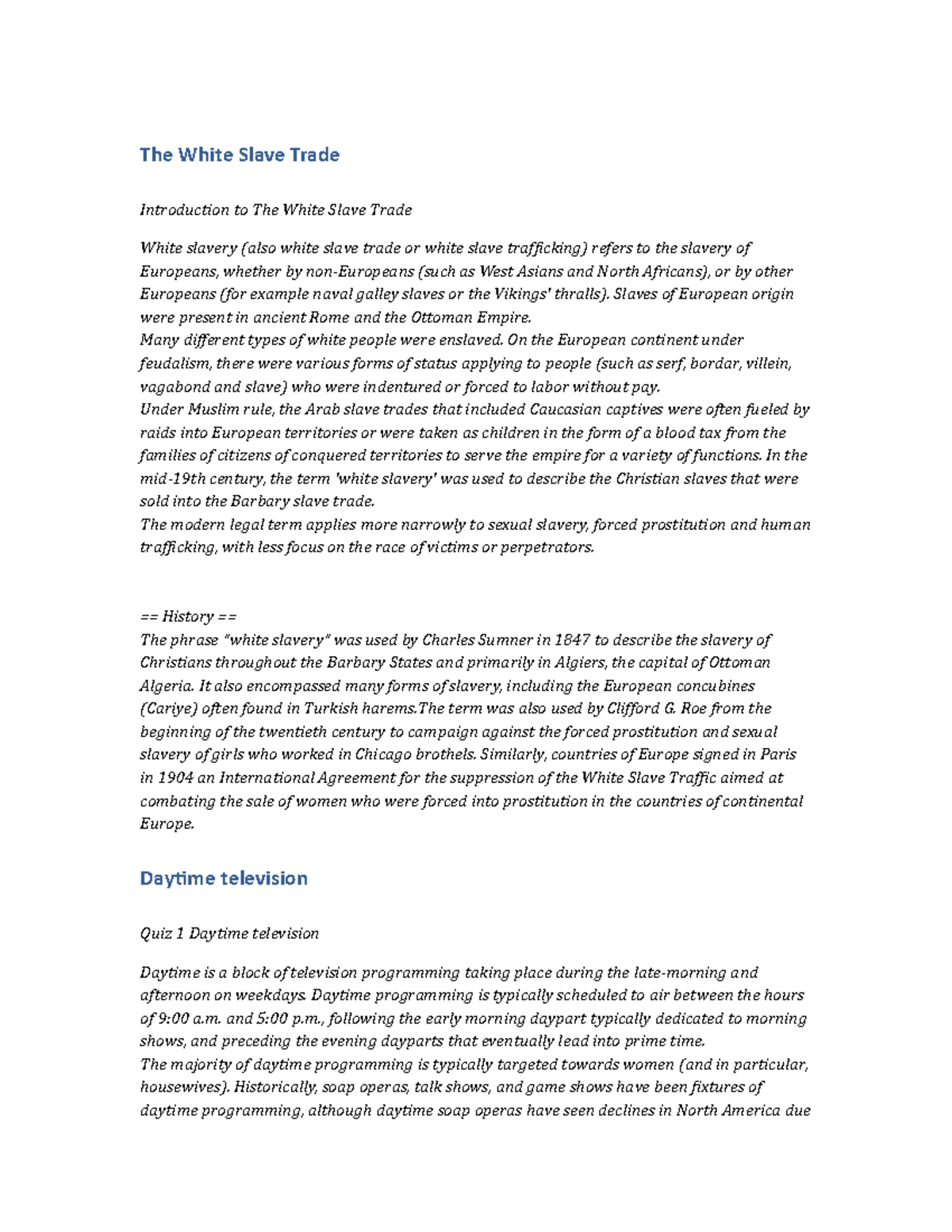 HIST123 Notes The White Slave Trade - The White Slave Trade ...