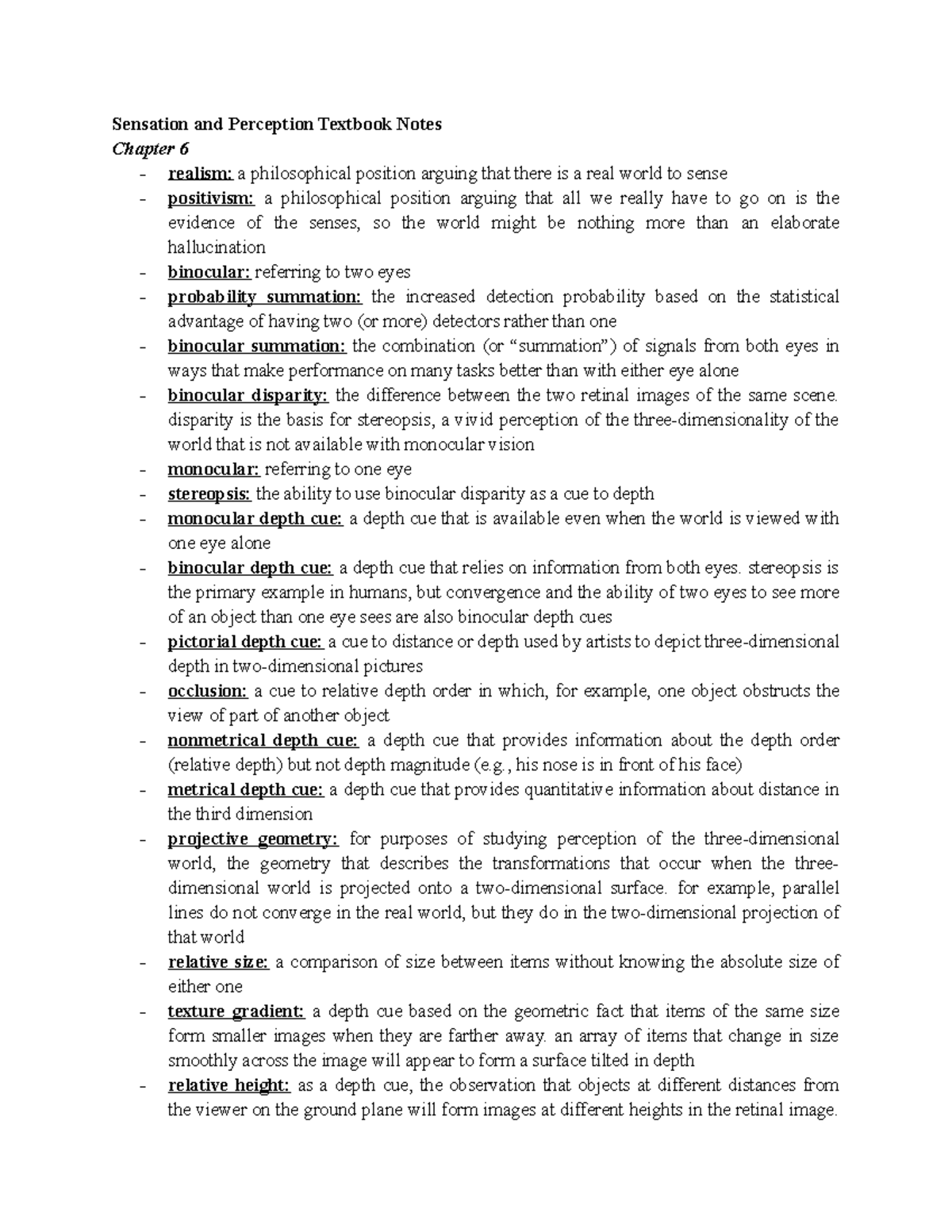 Sensation and Perception Textbook Notes (EXAM #2) - Sensation and ...