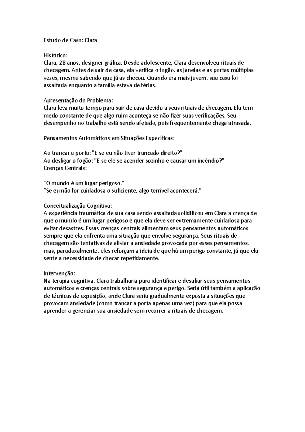 Estudo de Caso TCC2023-5 - Estudo de Caso: Clara Histórico: Clara, 28 ...