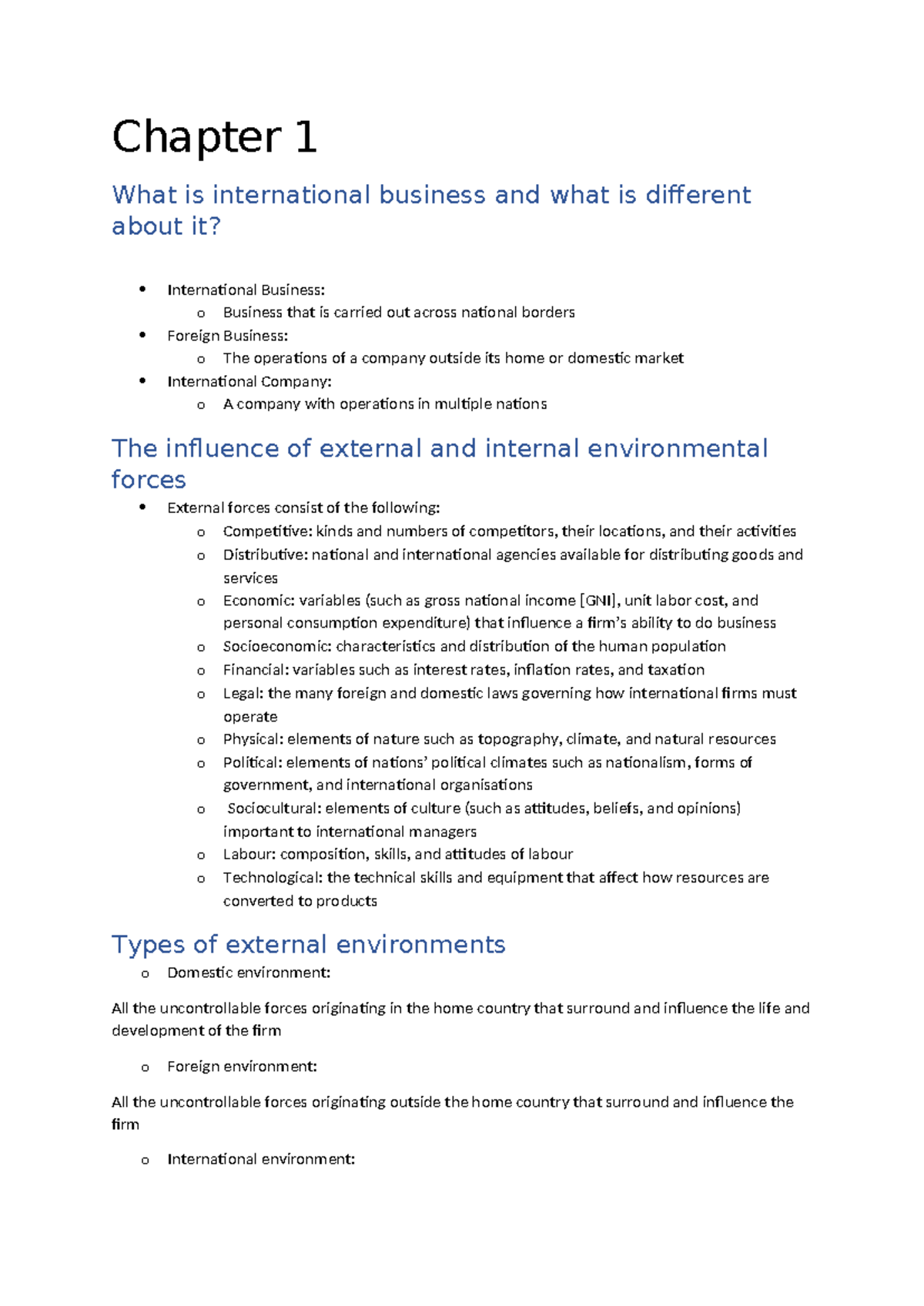 Chapter 1 - Chapter 1 What is international business and what is ...
