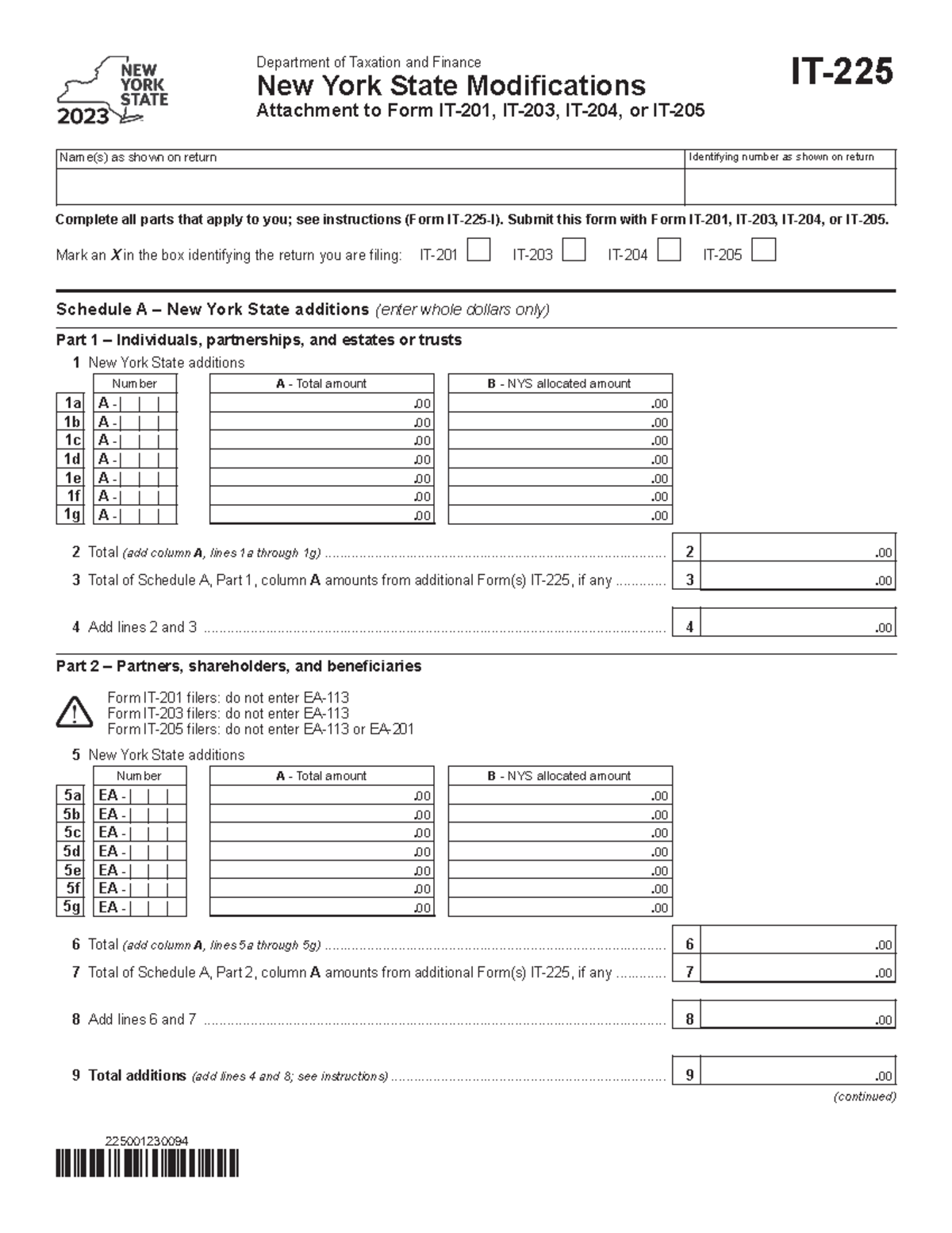 It225 fill in - 225001230094 Complete all parts that apply to you; see ...
