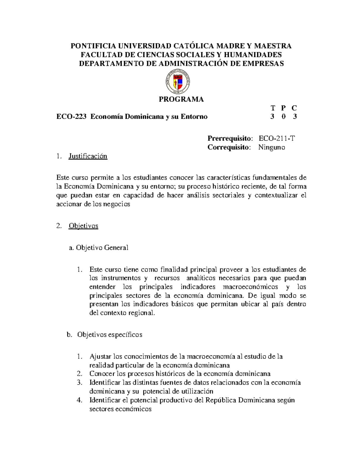 ECO-223 Economia Dominicana y su Entorno (julio 2011 ) - Etica y ...