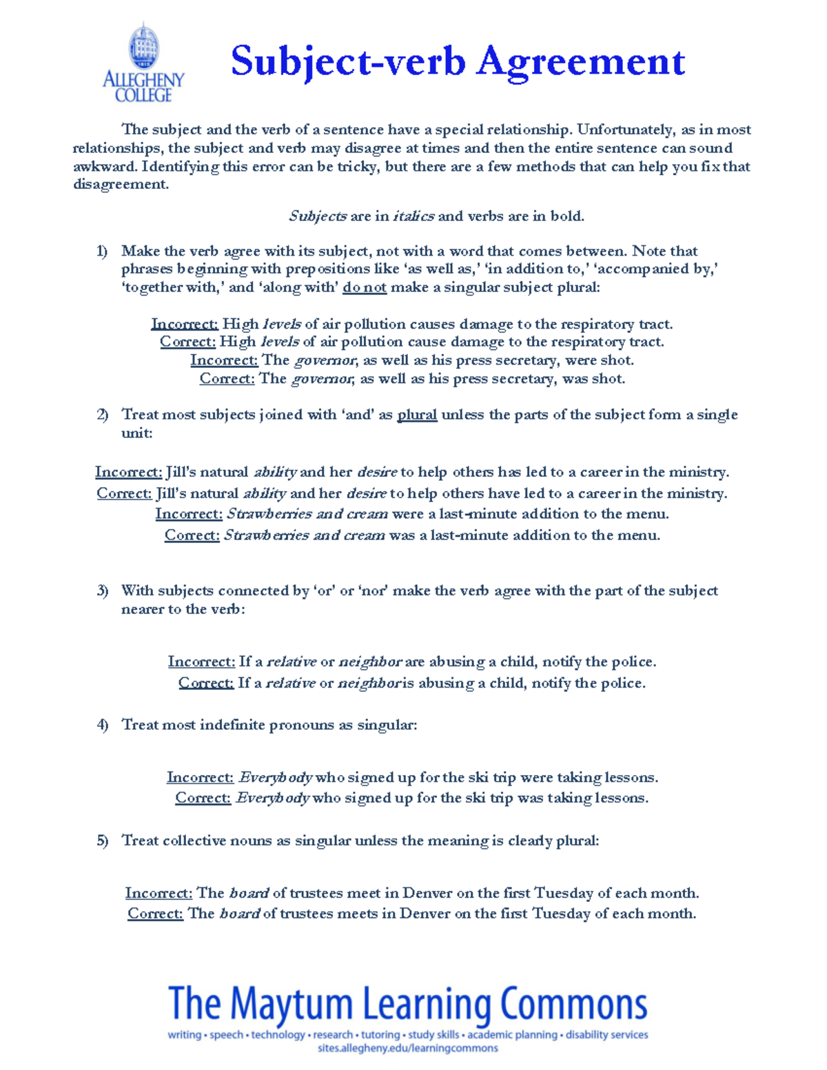 Subject-Verb-agreement - Subject-verb Agreement The subject and the ...