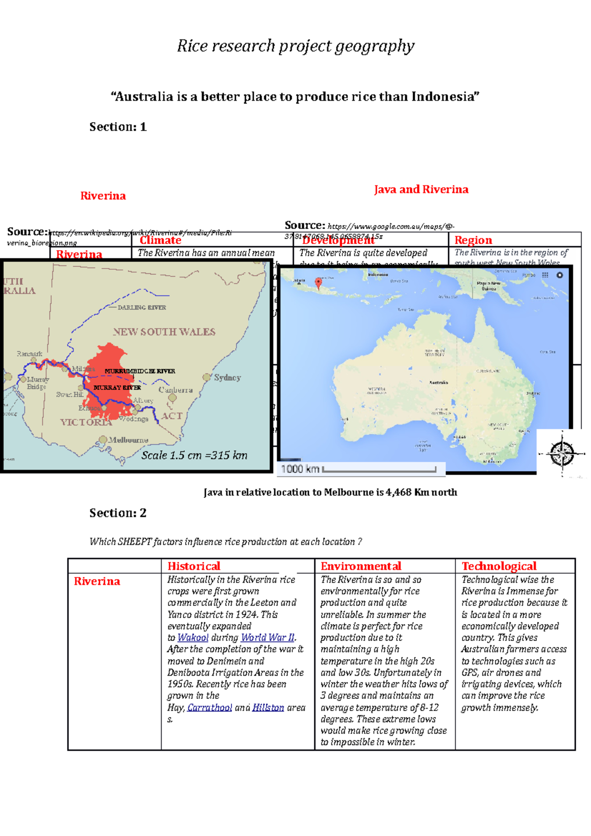 Geo project - geo - Rice research project geography “Australia is a ...