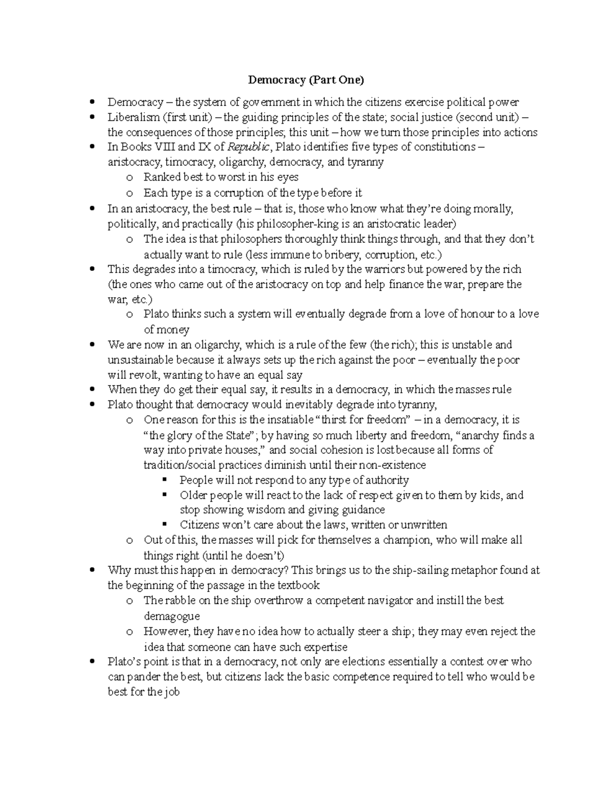 Lesson 19 - Democracy (Part One) - Democracy (Part One) Democracy the ...
