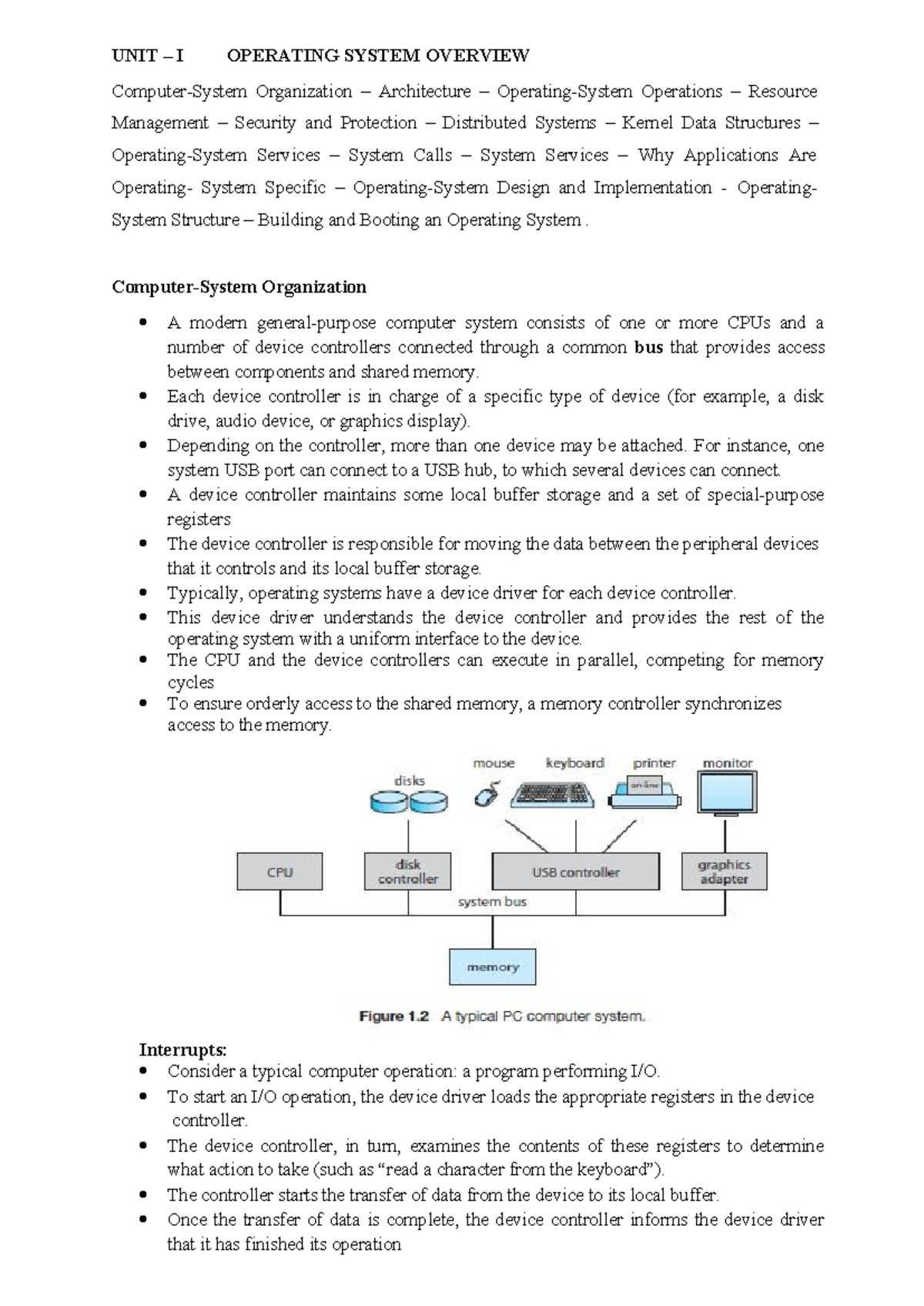 OS Unit - 1 Notes - Verify - UNIT – I OPERATING SYSTEM OVERVIEW ...