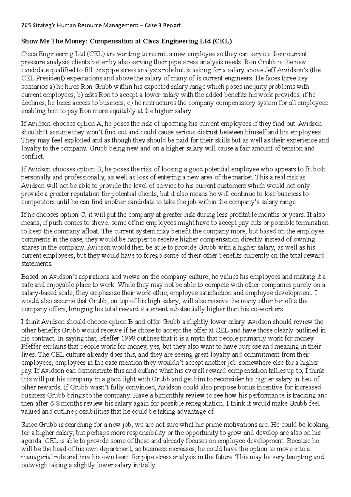 Assignment 3 - case 3 report - 705 Strategic Human Resource Management ...