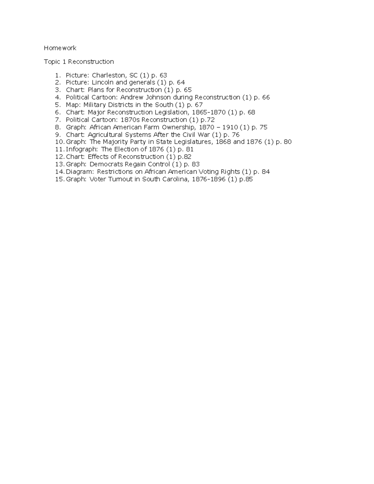 01 Topic Reconstruction HW - Homework Picture: Charleston, SC (1) p. Topic 1 Reconstruction ...
