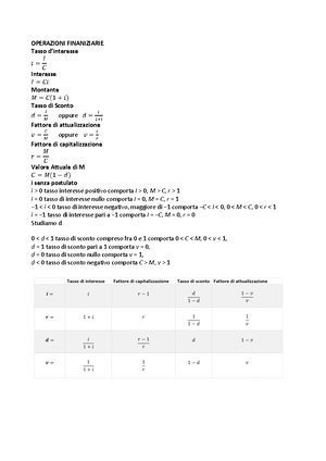 Matematica finanziaria formule - Studocu