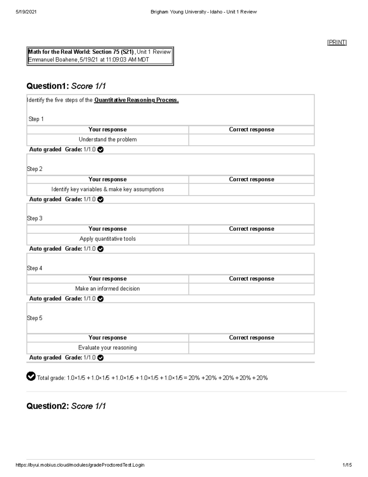 Homework review unit 1 - [PRINT] Math for the Real World: Section 75 ...