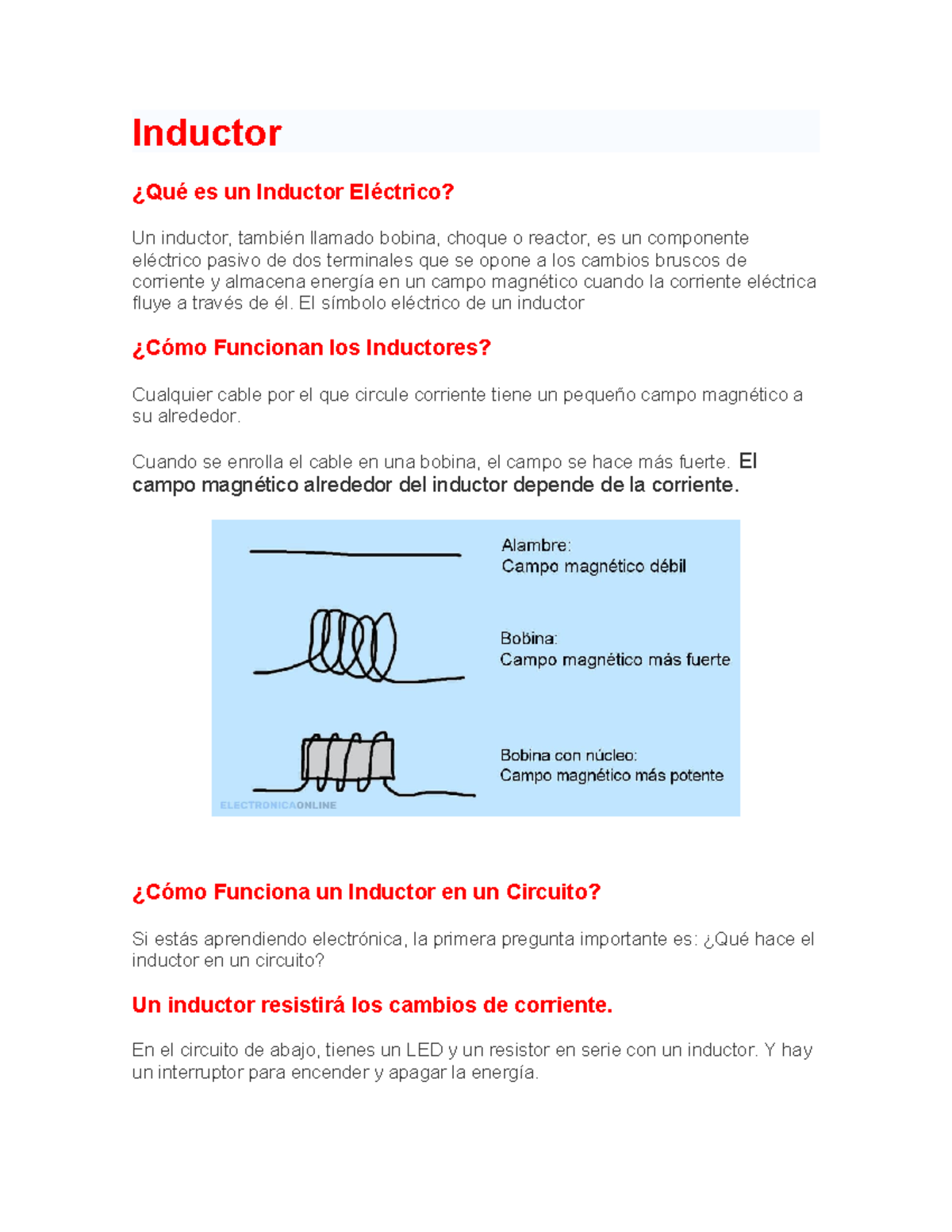 Inductor y bobina - Entregable 02 - Inductor ¿Qué es un Inductor Eléctrico? Un inductor, también ...