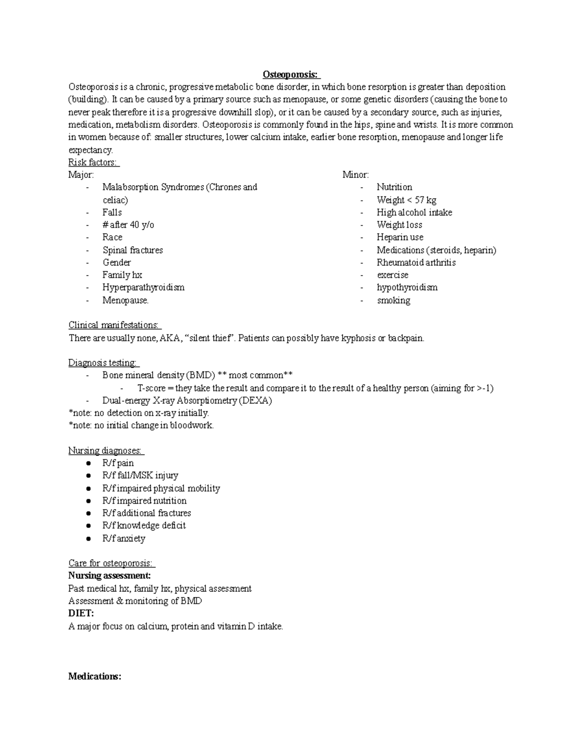 MSK objectives for 203 - Osteoporosis: Osteoporosis is a chronic ...