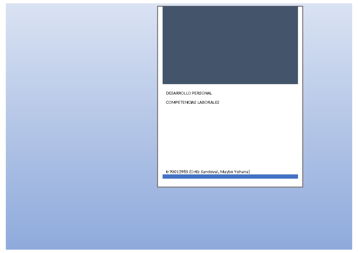 Tarea Desarrollo - DDDFG - Fundamentos de Gestion - DESARROLLO PERSONAL ...