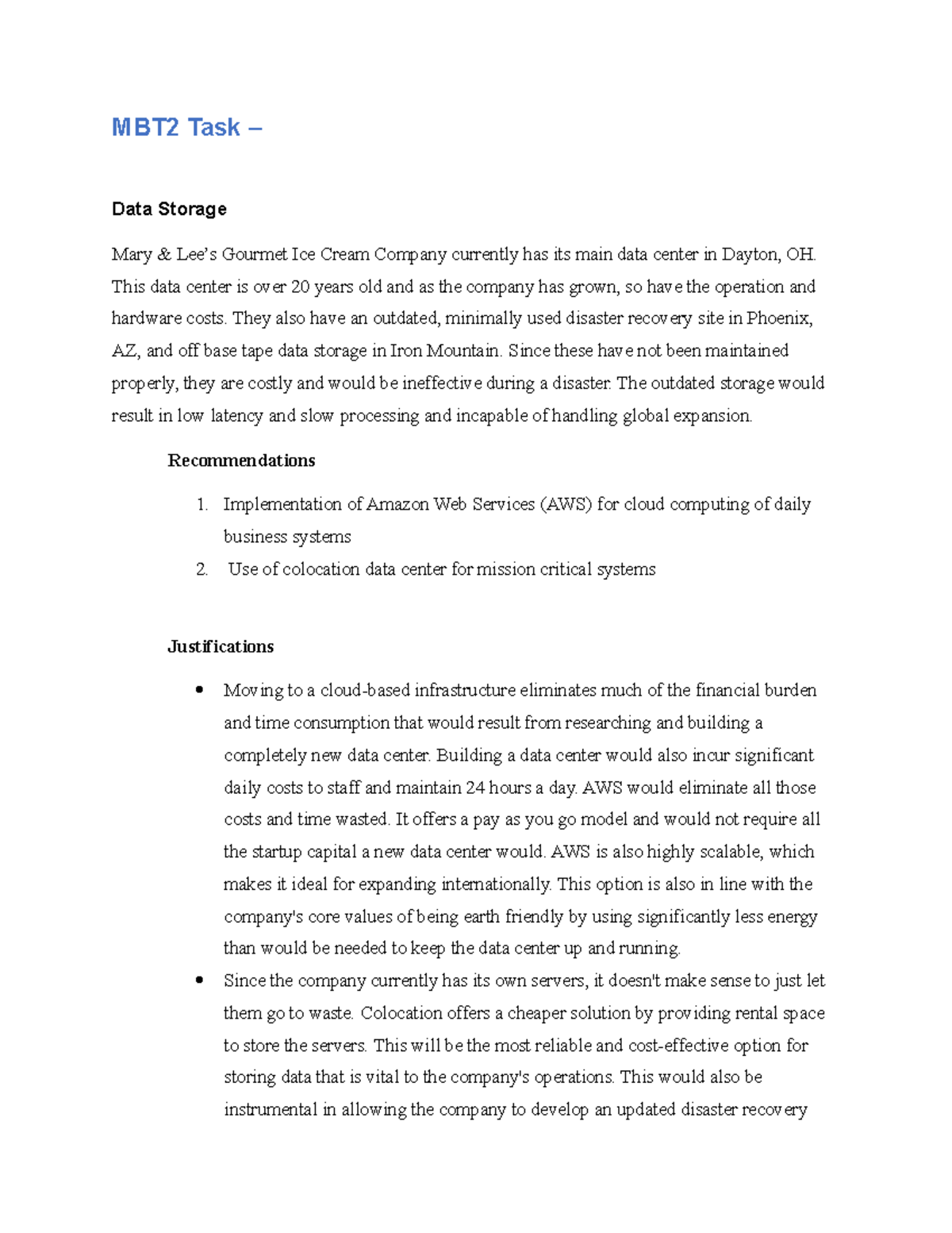 MBT2 Task - Paper for the task assigned for this course. - MBT2 Task ...