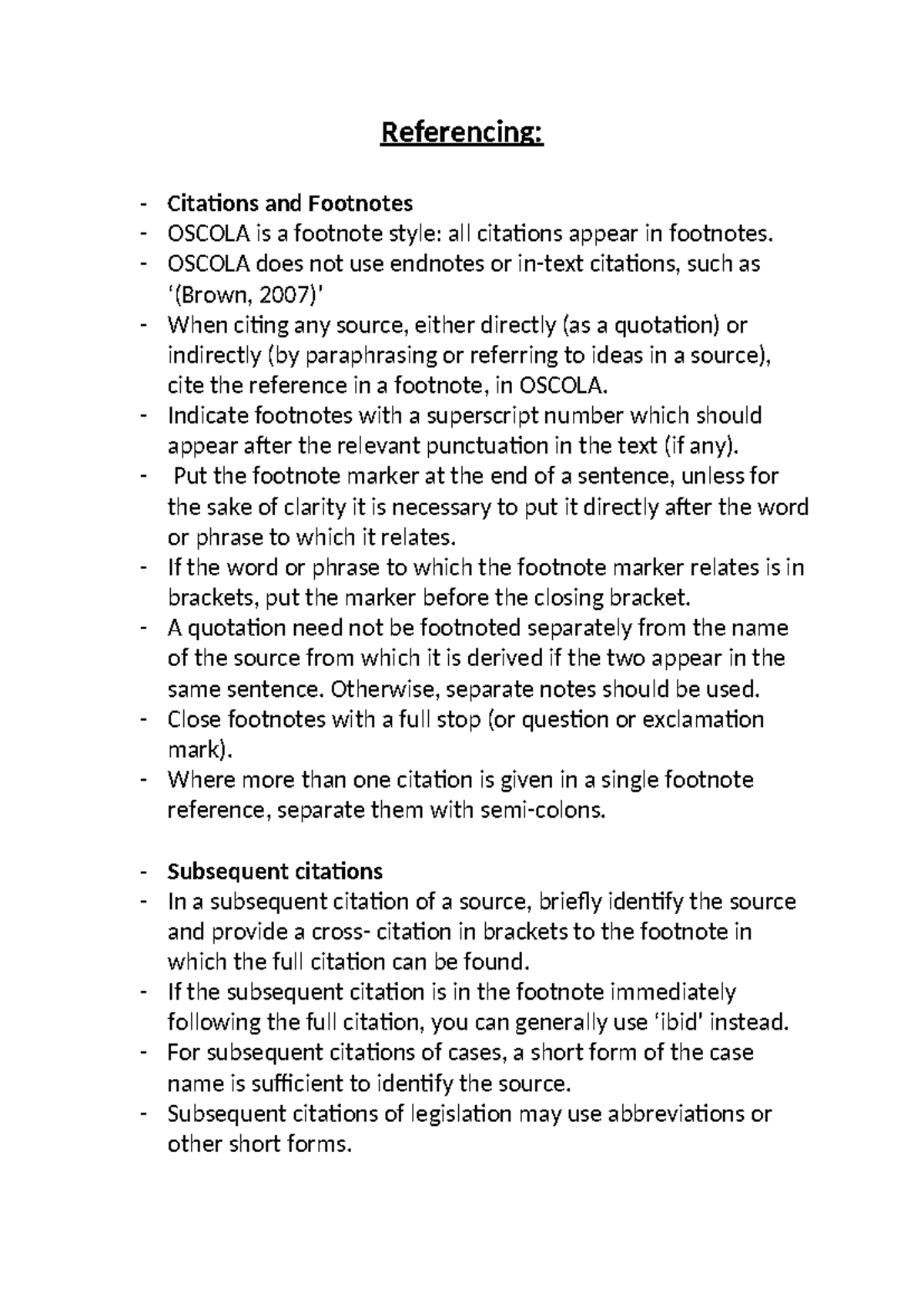 Referencing Guide - Referencing: Citations and Footnotes OSCOLA is a ...