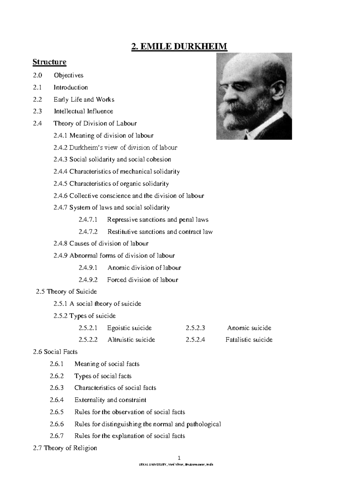 Classical Sociological Theory 2 - 1 2. EMILE DURKHEIM Structure 2 ...