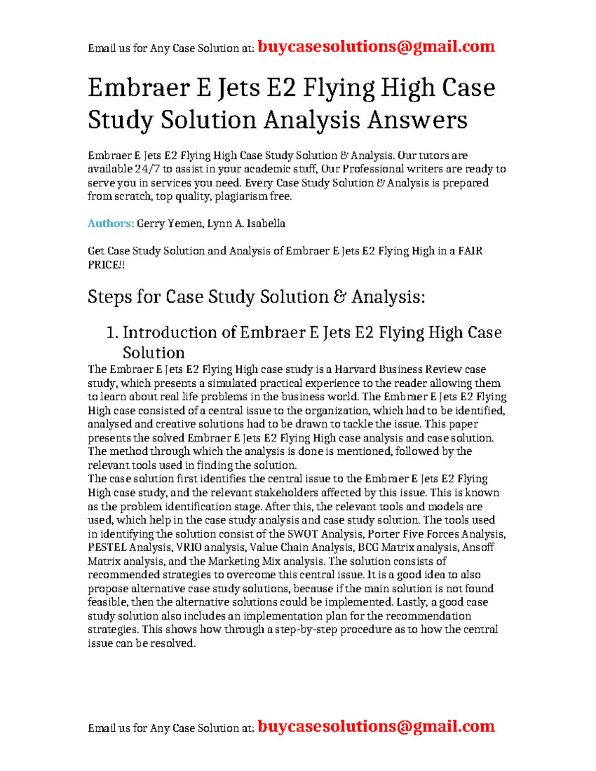 Case Solution Embraer E Jets E2 Flying High - Embraer E Jets E2 Flying ...