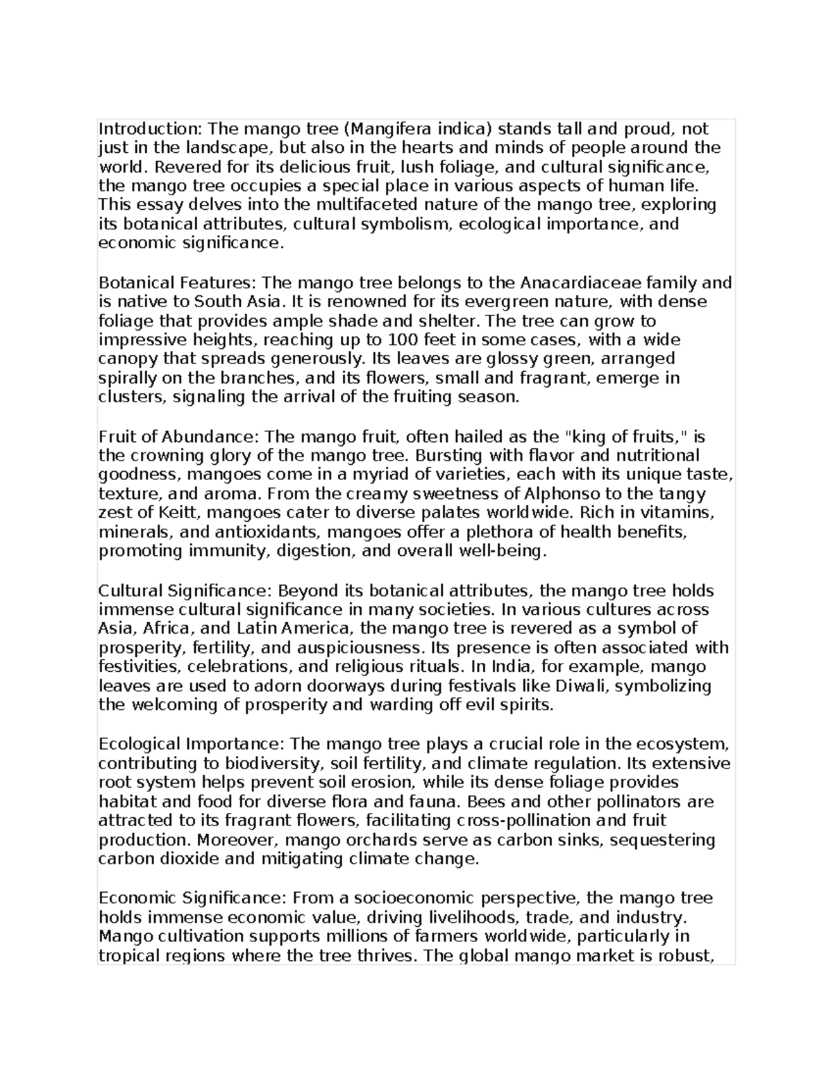 Work on Mango tree - Please read - Introduction: The mango tree ...