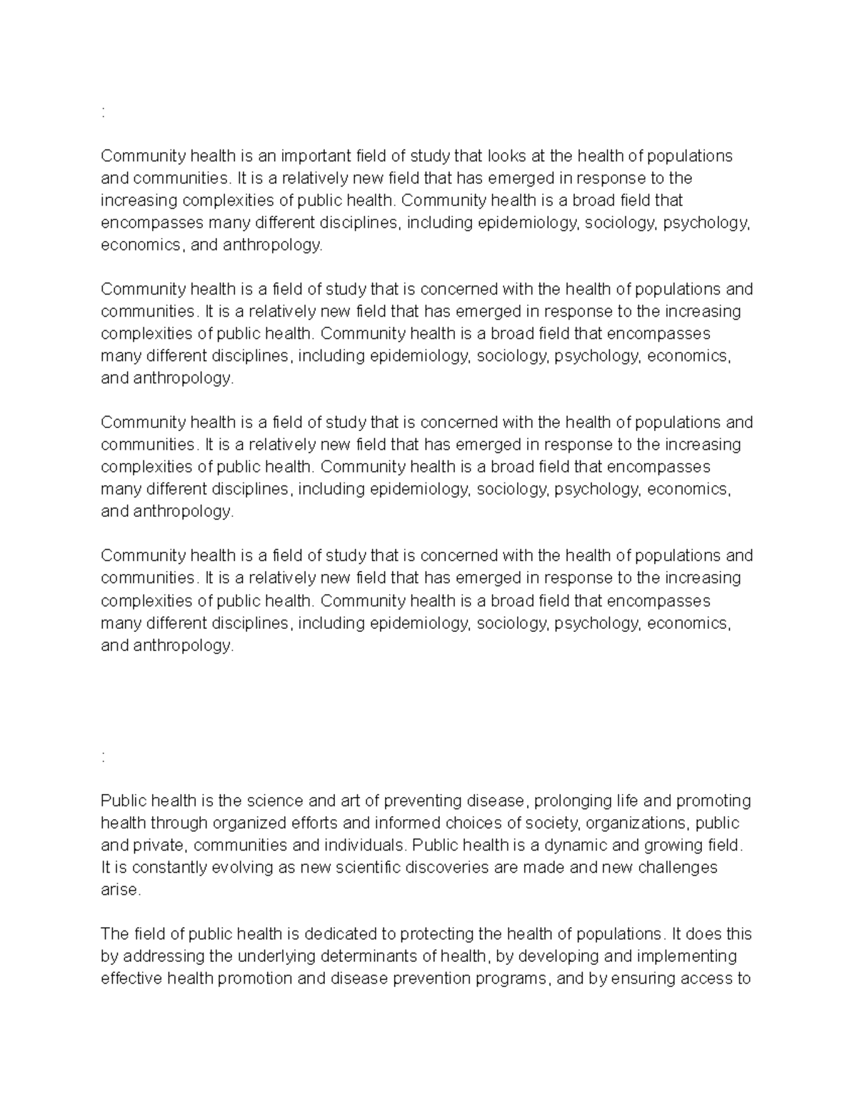 Tnurs 414 course outline - : Community health is an important field of ...